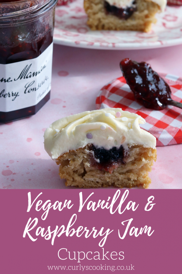 Vegan Vanilla & Raspberry Jam Cupcakes – Curly's Cooking