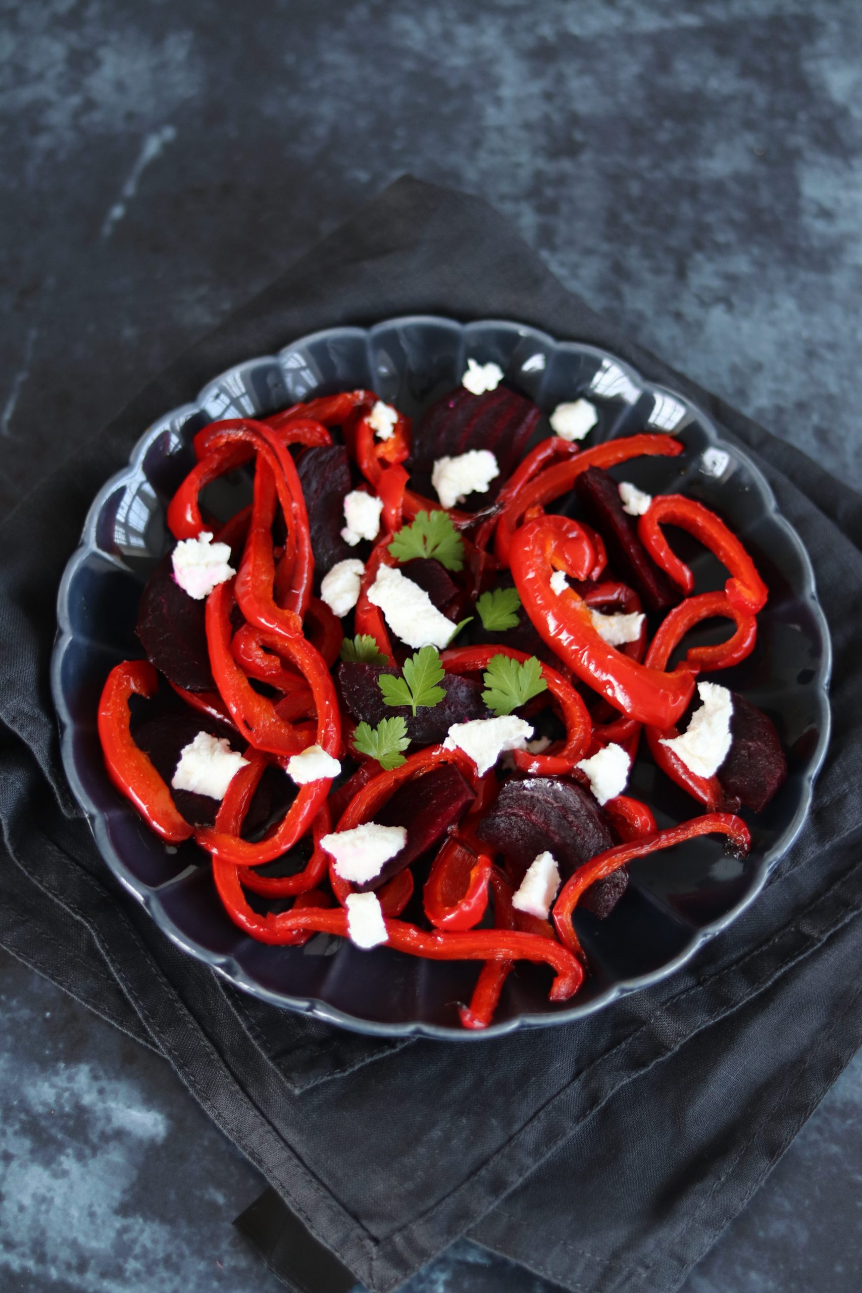 Beetroot, Red Pepper & Goat's Cheese Salad – Curly's Cooking