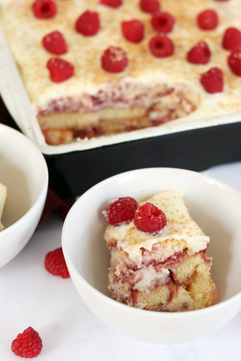 Raspberry & Mascarpone Sponge Pudding – Curly's Cooking
