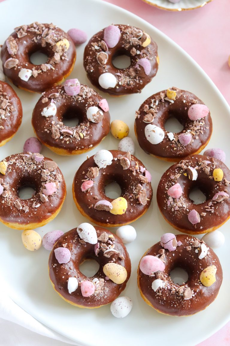 Mini Egg Chocolate Glazed Baked Doughnuts – Curly's Cooking