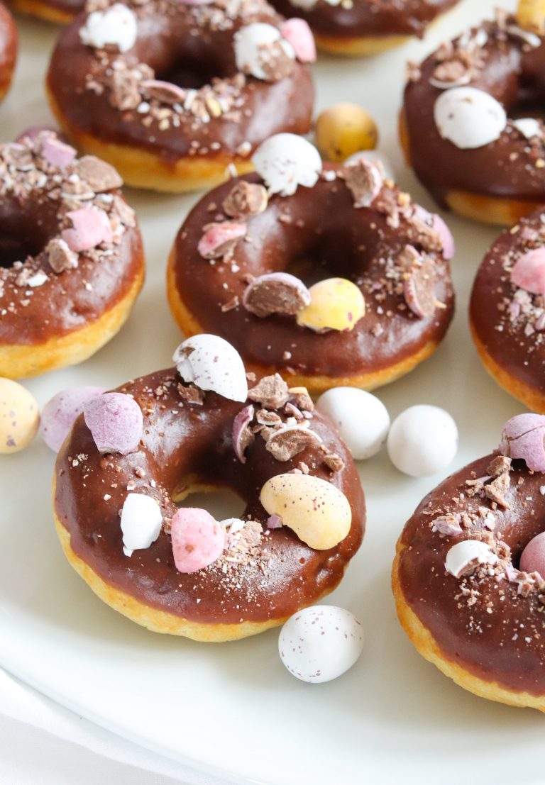 Mini Egg Chocolate Glazed Baked Doughnuts – Curly's Cooking