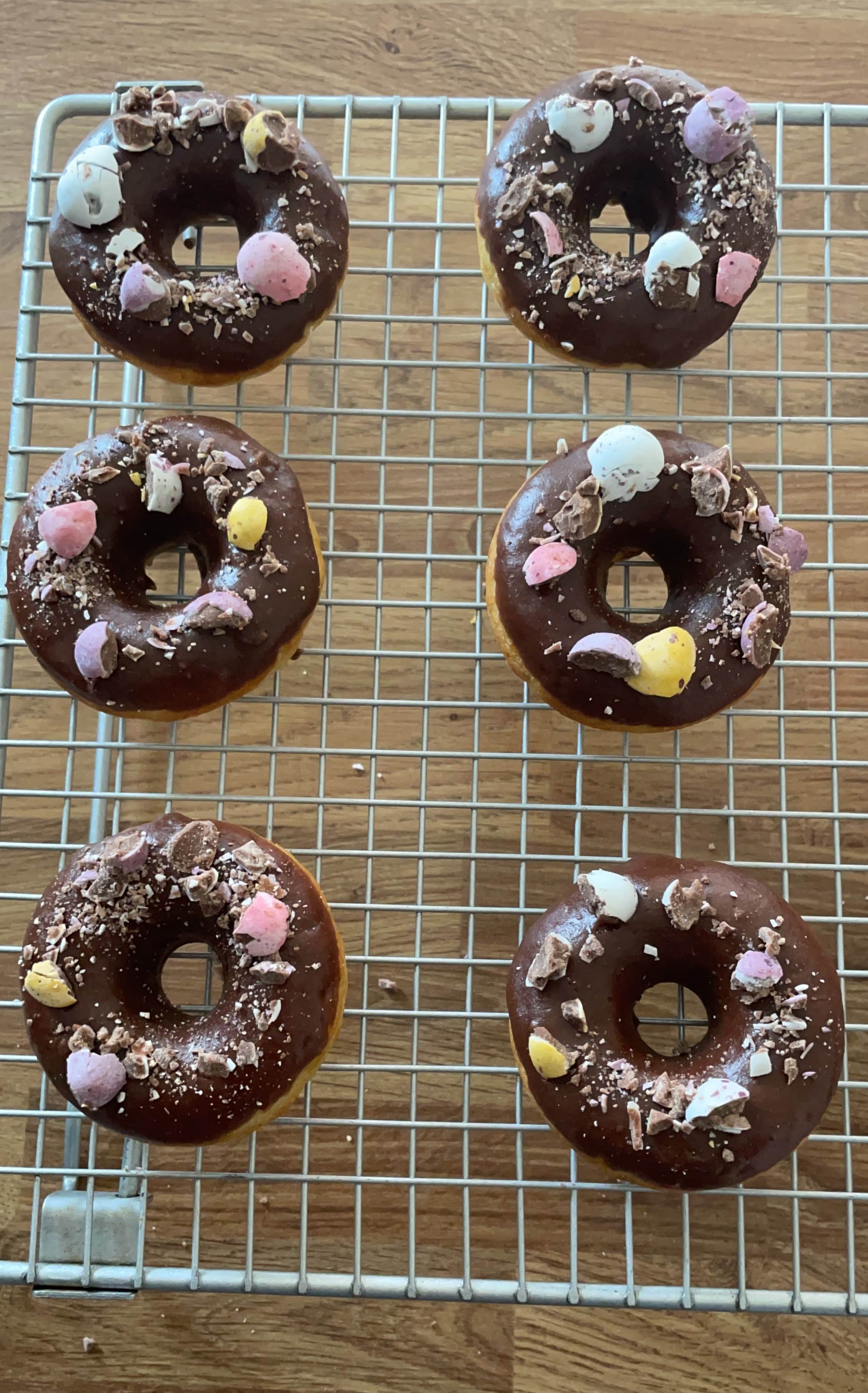 Mini Egg Chocolate Glazed Baked Doughnuts – Curly's Cooking
