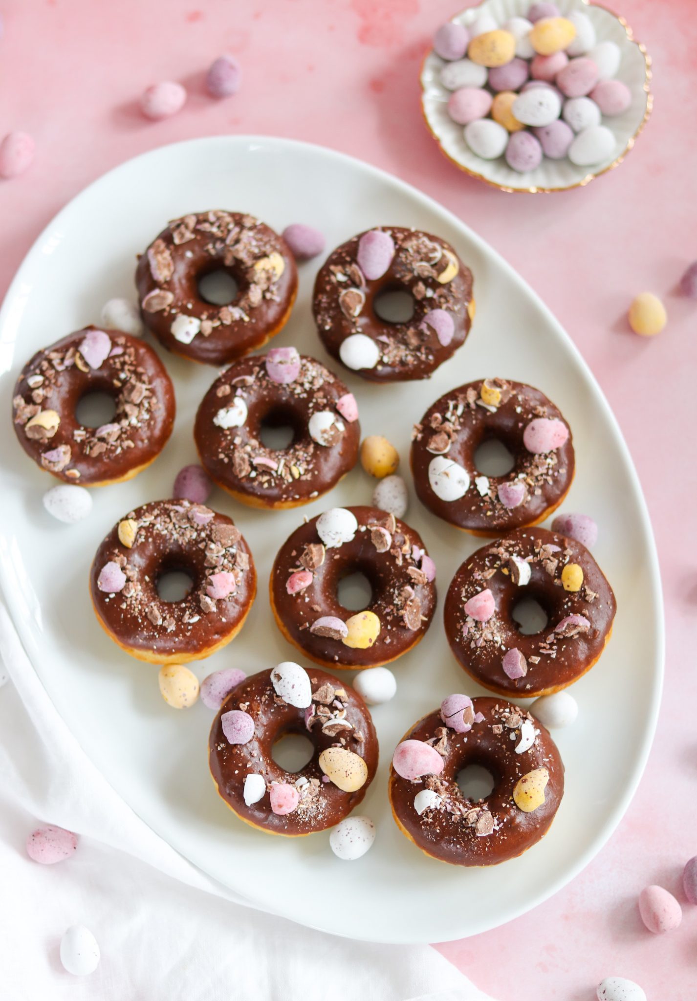 Mini Egg Chocolate Glazed Baked Doughnuts – Curly's Cooking