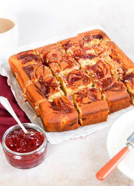 Raspberry Jam Swirl Cake – Curly's Cooking