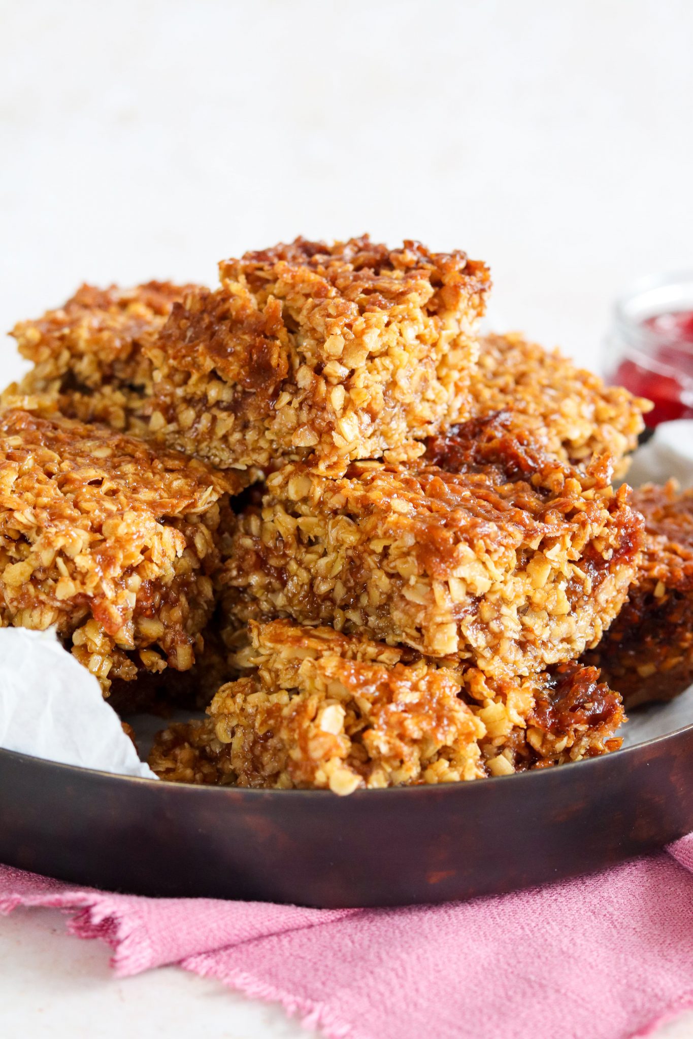 Easy Jam Flapjacks – Curly's Cooking