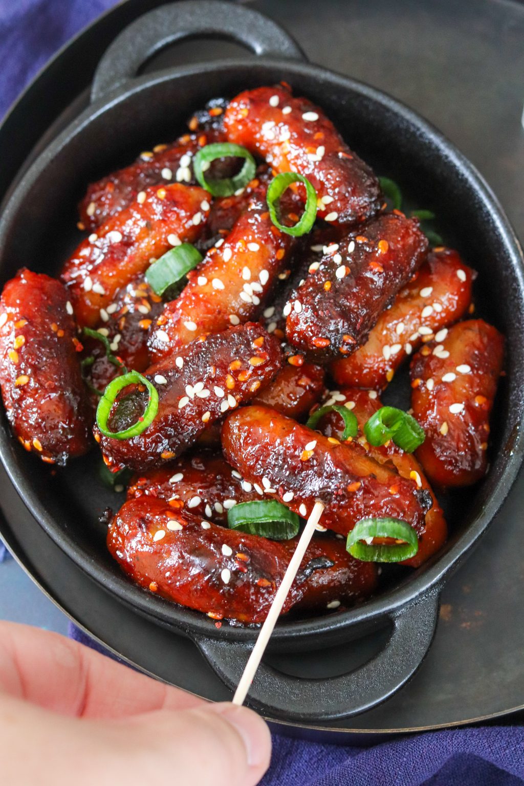 Sticky Korean Cocktail Sausages – Curly's Cooking
